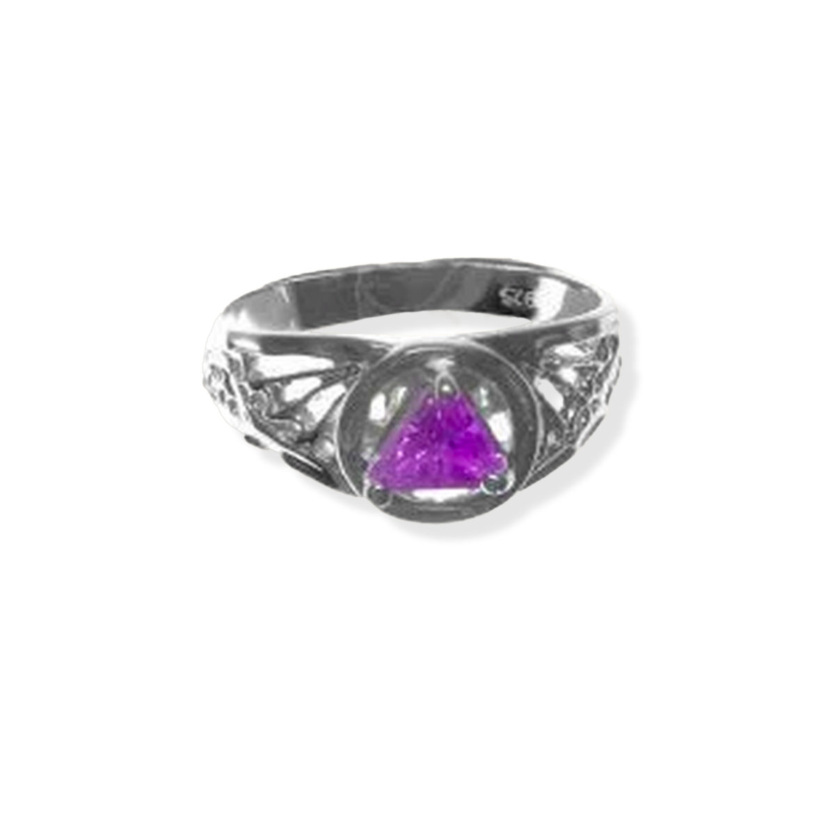 Twilight Triangle AA Ring - Sterling Silver Filigree Style with CZ Sto ...